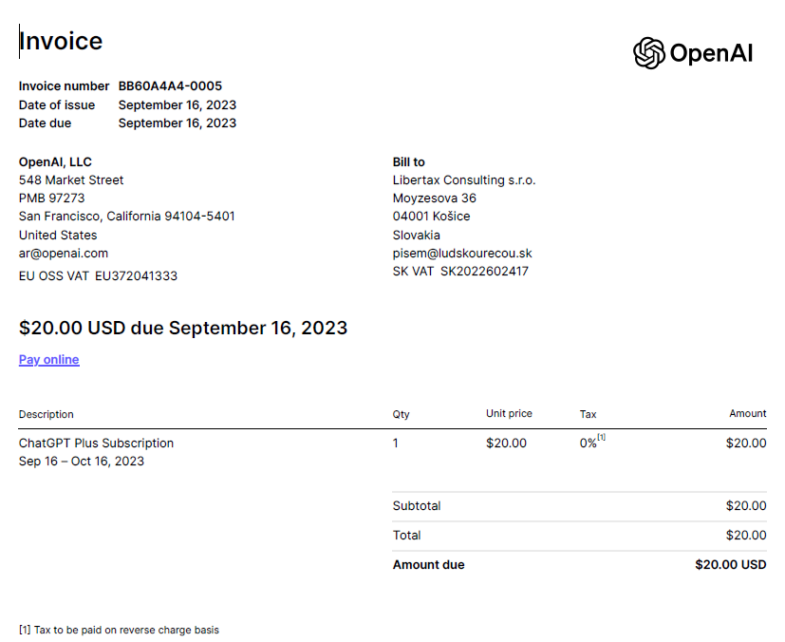 Faktúra za ChatGPT: daňový výdavok, účtovný náklad + účtovanie a odpočítanie DPHčky | Ľudskou rečou